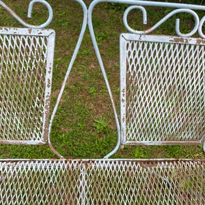 Vintage Wrought Iron and Mesh Bench - Etsy