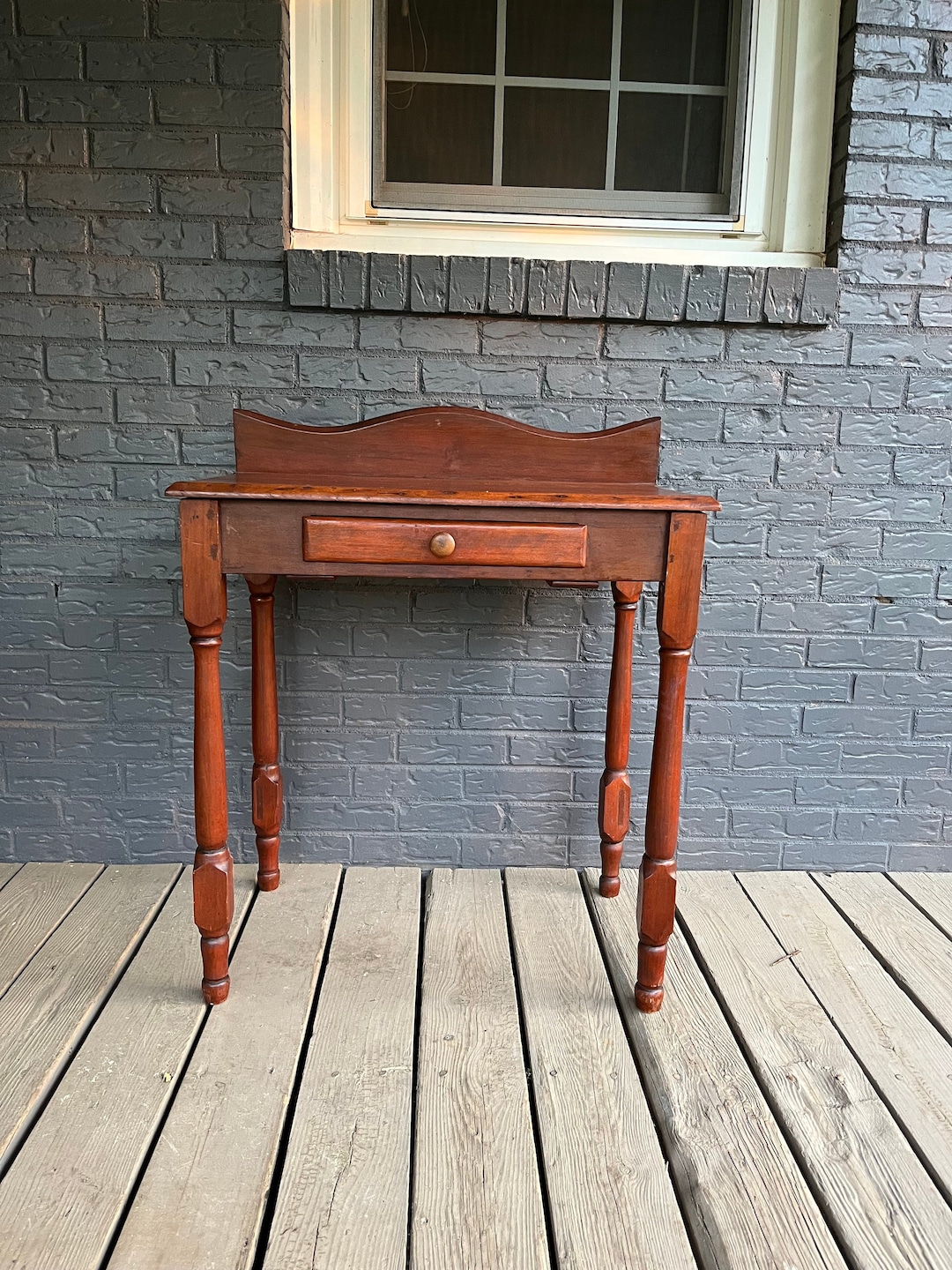Vintage Antique Small Wood Desk Side Table One Drawer Turned - Etsy