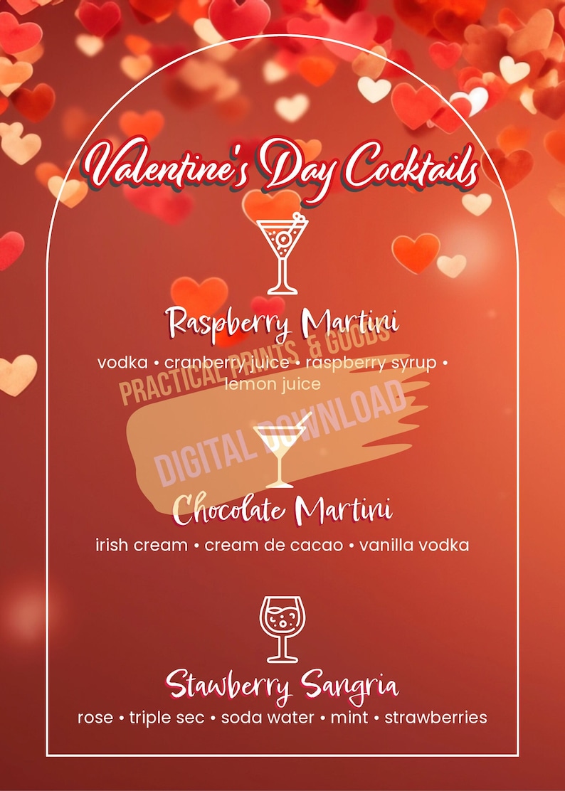 Valentine's Day Cocktail Menu - Etsy