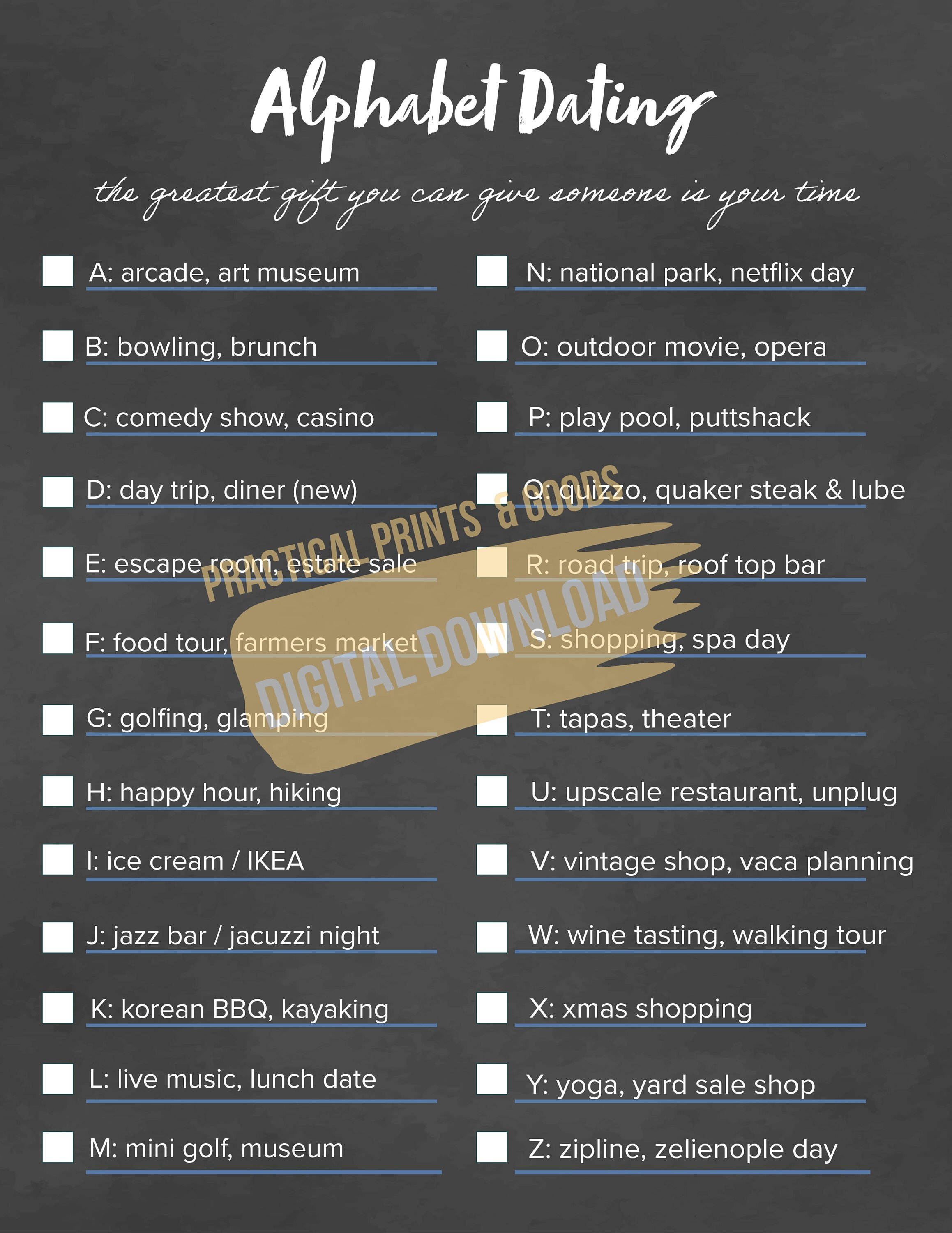 Alphabet Dating Print - Etsy