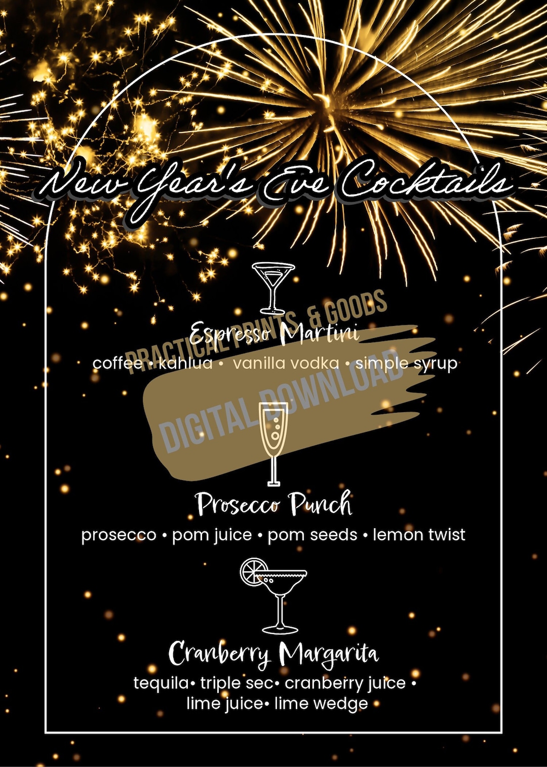 New Year's Eve Cocktail Menu - Etsy