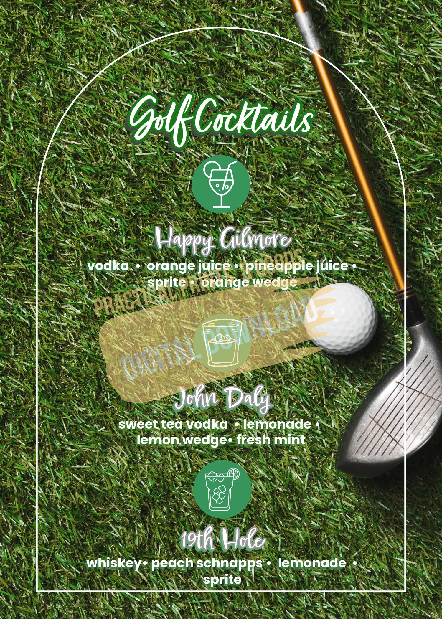 Golf Themed Party Cocktail Menu - Etsy