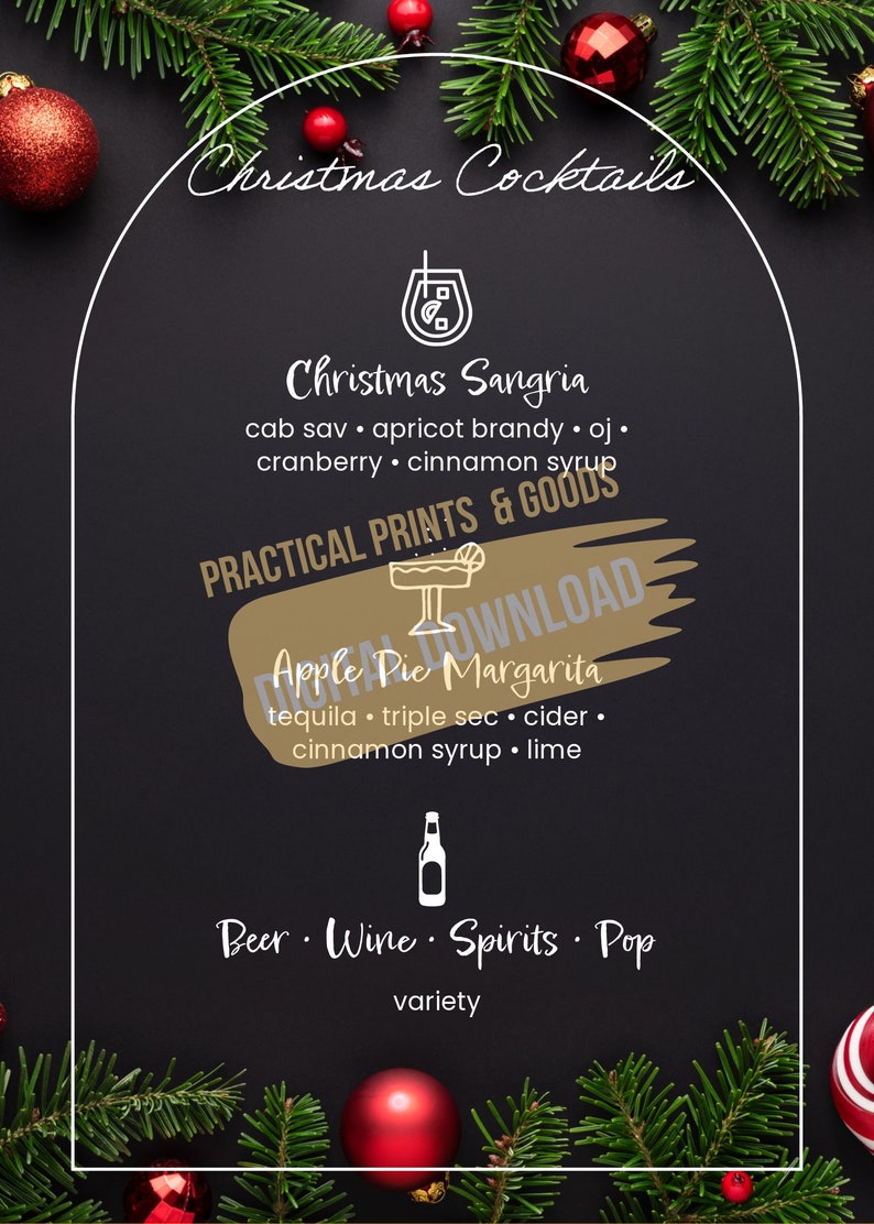 Christmas Cocktail Menu - Etsy