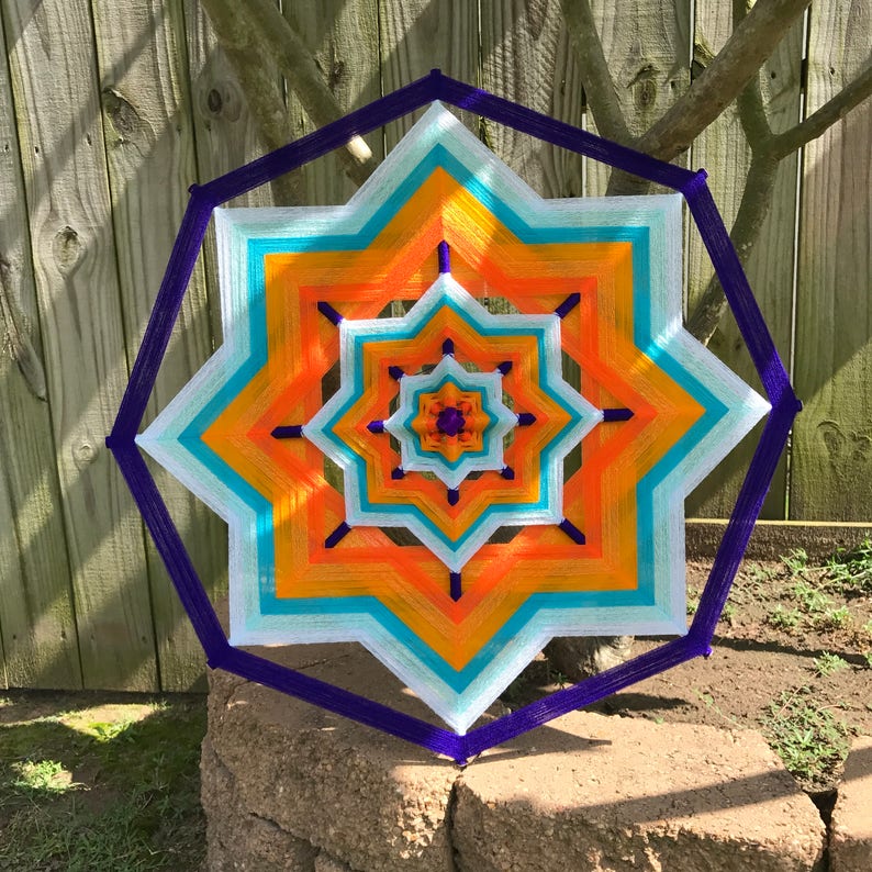 Yarn mandala weaving 'Summer' 23 diameter | Etsy