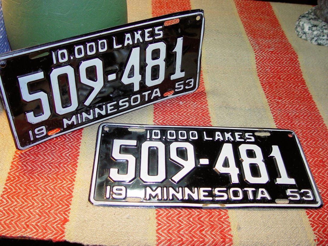 1953 Vintage Pair Minnesota Black, White License Plates - Etsy