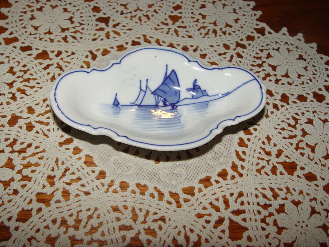Vintage Nippon Old Blue Delft Tray Dish Small Sail Boats - Etsy