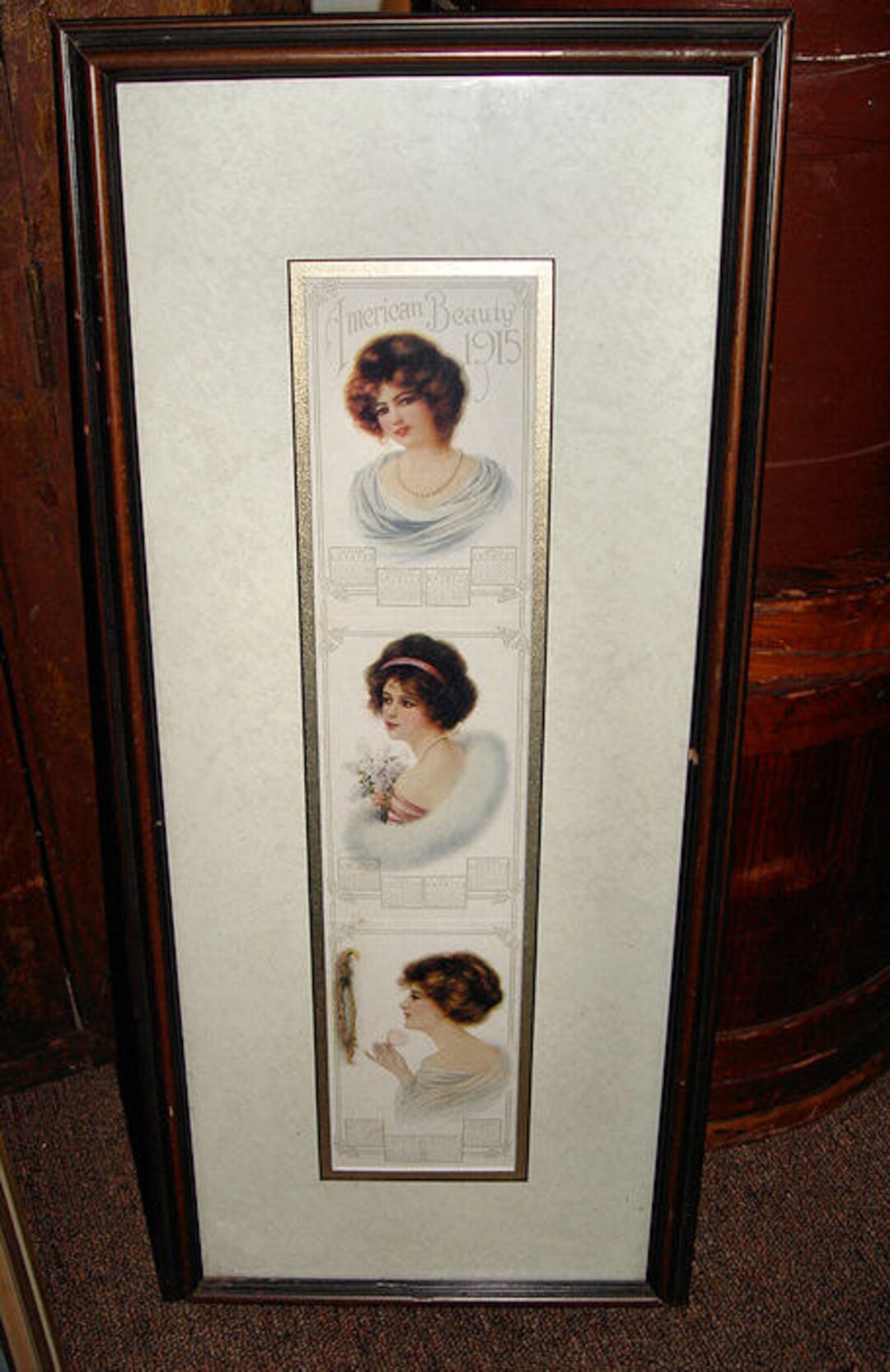 Antique Set of Calendar Postcards Professionally Framed American Beauty ...