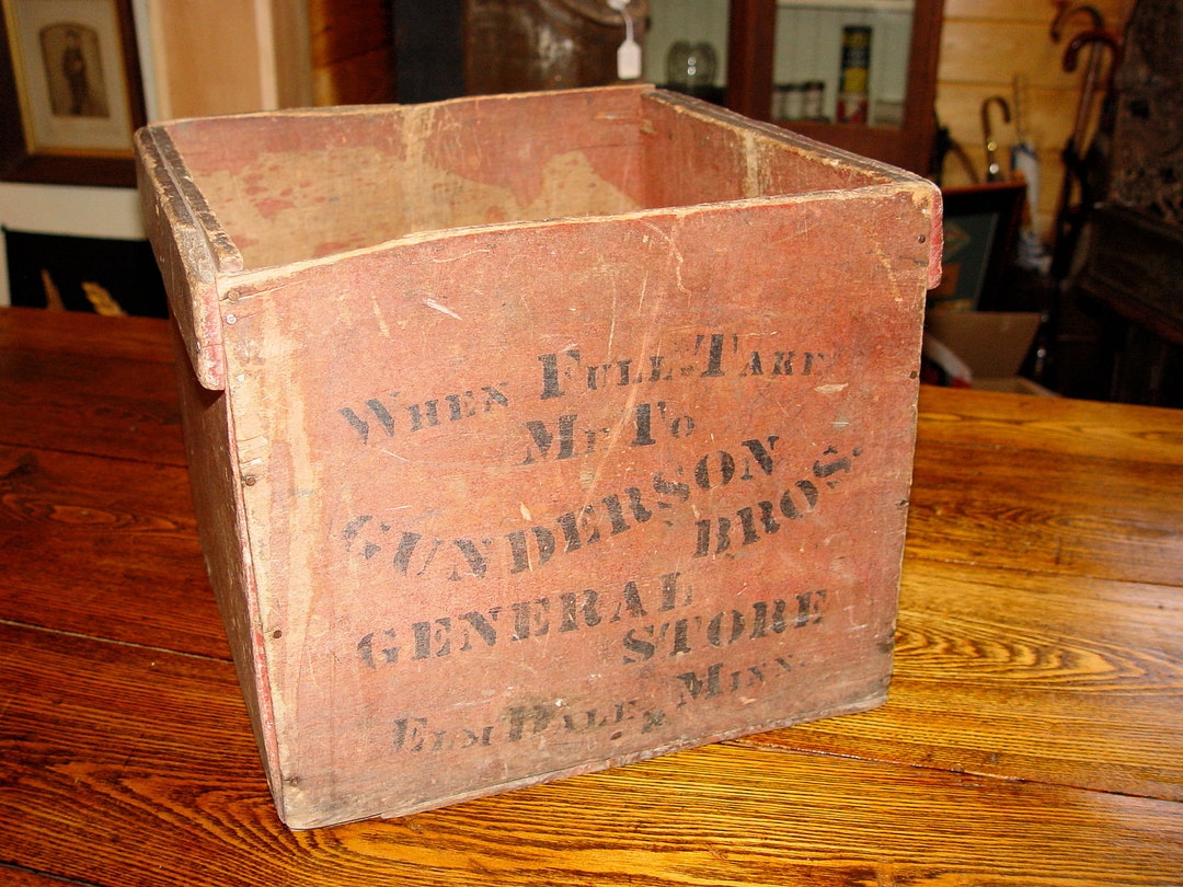 Elmdale MN Antique Wooden Milk Crate Gunderson Bros. General Store - Etsy