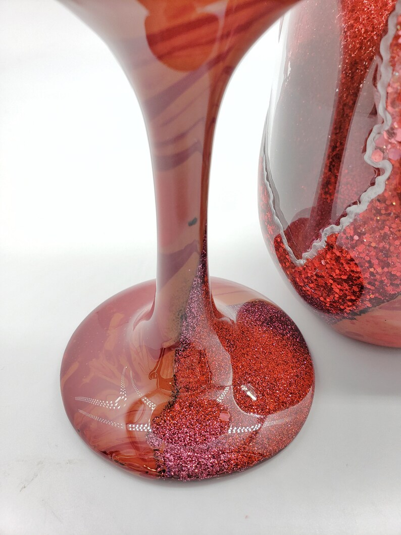 Ruby Red Geode Agate Gemstone Hand Painted Wine Glass in - Etsy