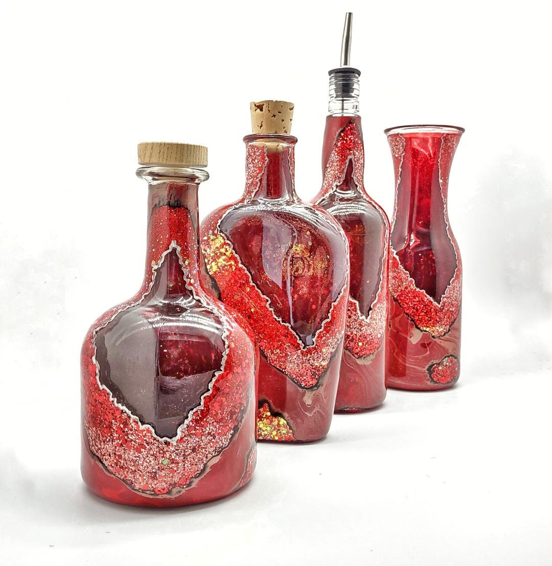 Sapphire Ruby Red Geode Agate Inspired Assorted Bottles - Etsy
