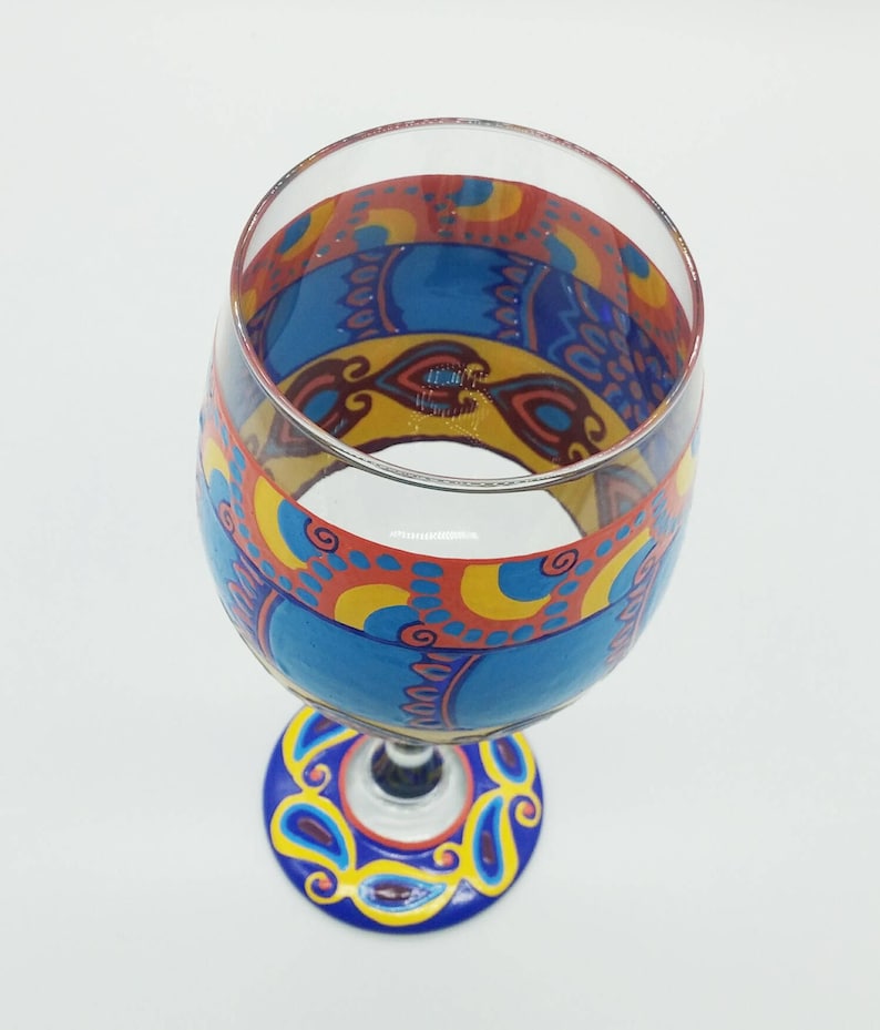 Bohemian Boho Gypsy Hand Painted Wine Glass Stemless or - Etsy