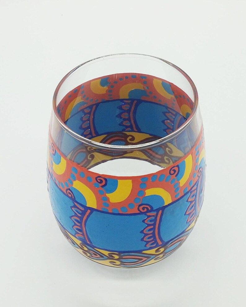 Bohemian Boho Gypsy Hand Painted Wine Glass Stemless or - Etsy