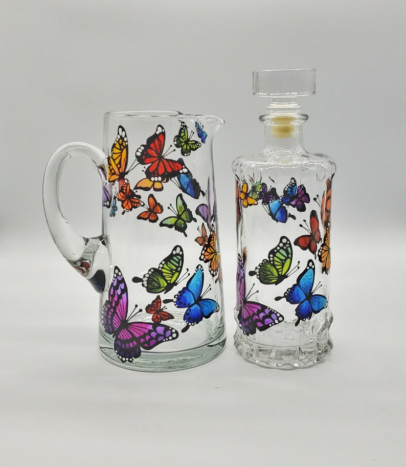 Butterfly Monarch Wine Glass Hand Painted in Stemmed or | Etsy