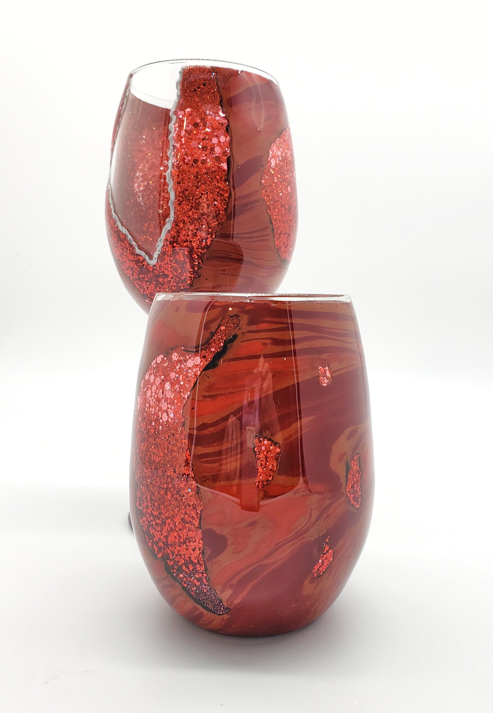 Ruby Red Geode Agate Gemstone Hand Painted Wine Glass in - Etsy