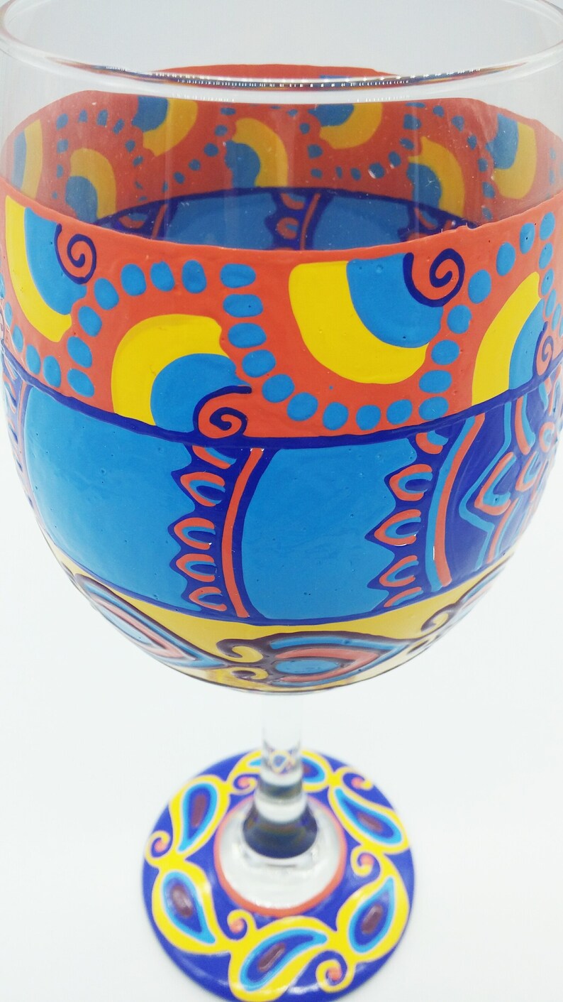 Bohemian Boho Gypsy Hand Painted Wine Glass Stemless or - Etsy