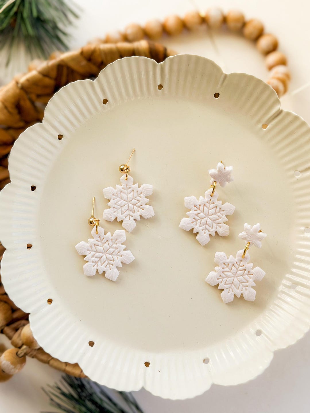 Snowflake Clay Dangles - Etsy