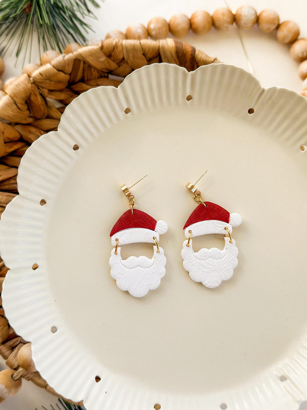 Santa Claus Clay Dangles - Etsy
