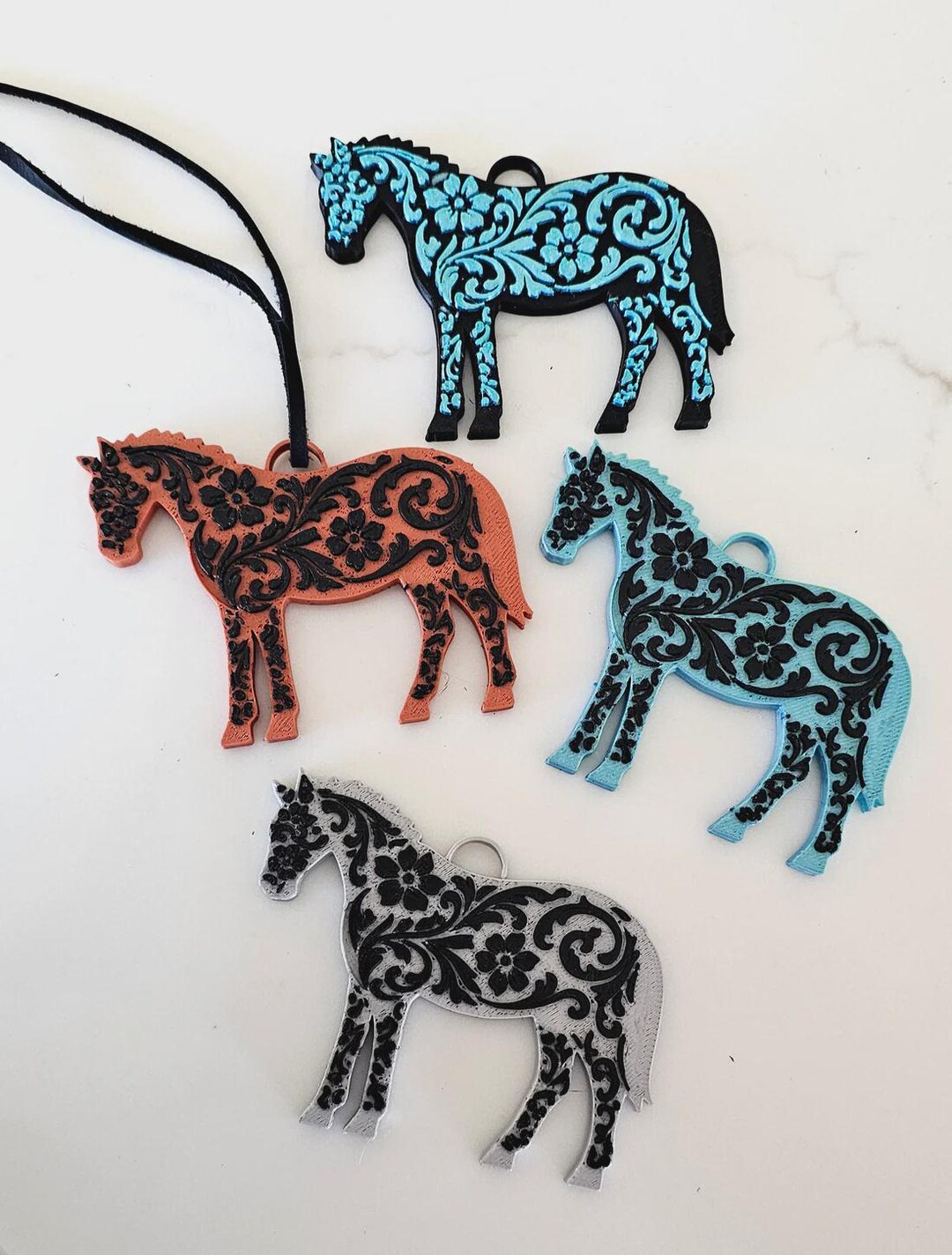 3d Print Western Tooled Horse Keychain Purse Charm Ornament Made in ...