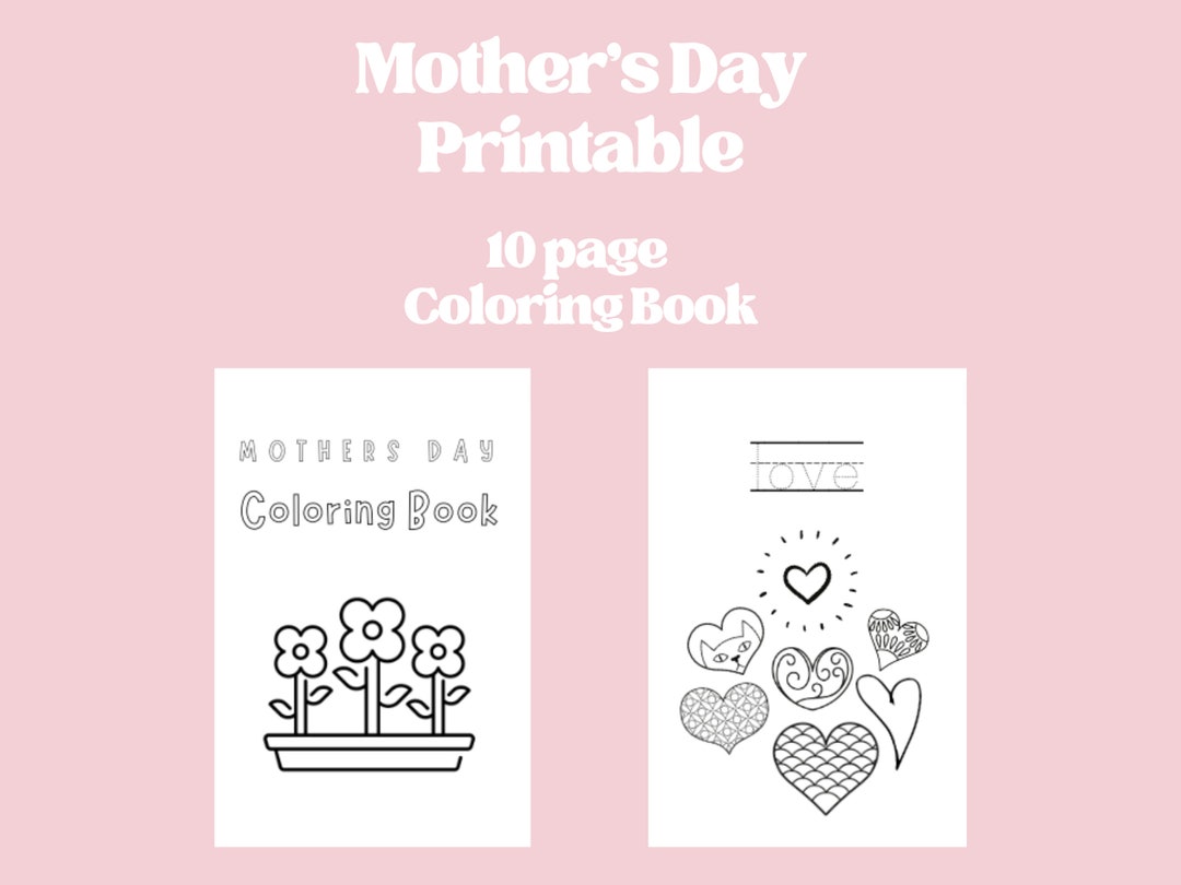 Mother's Day Coloring Book | Printable Activity Mother's Day | 10 Page ...