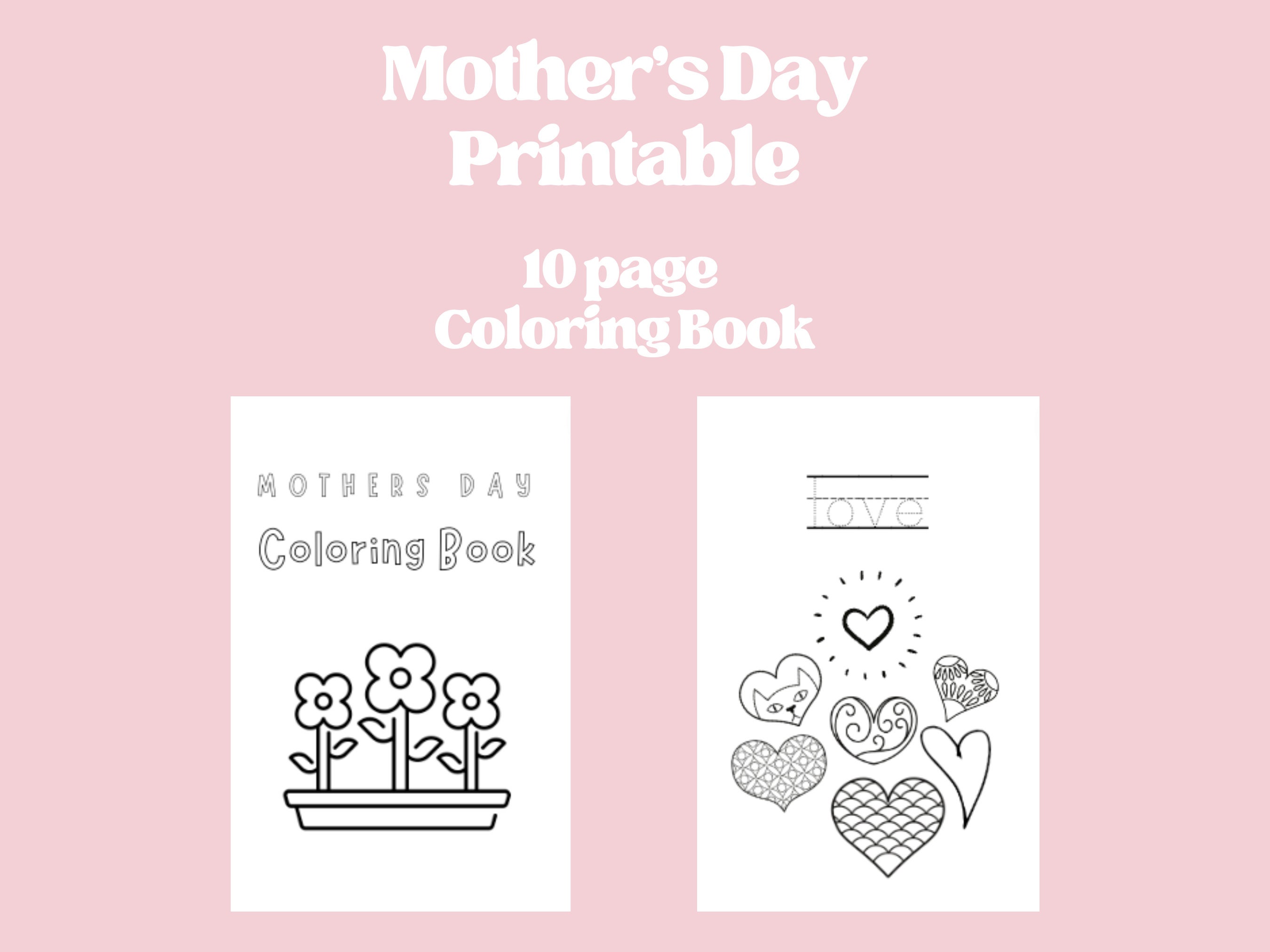 Mother's Day Coloring Book | Printable Activity Mother's Day | 10 Page ...