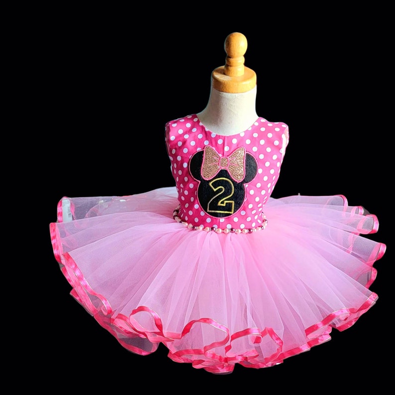 Ribbon Trim Minnie Mouse Birthday Tutu Dress With a Bloomer. - Etsy