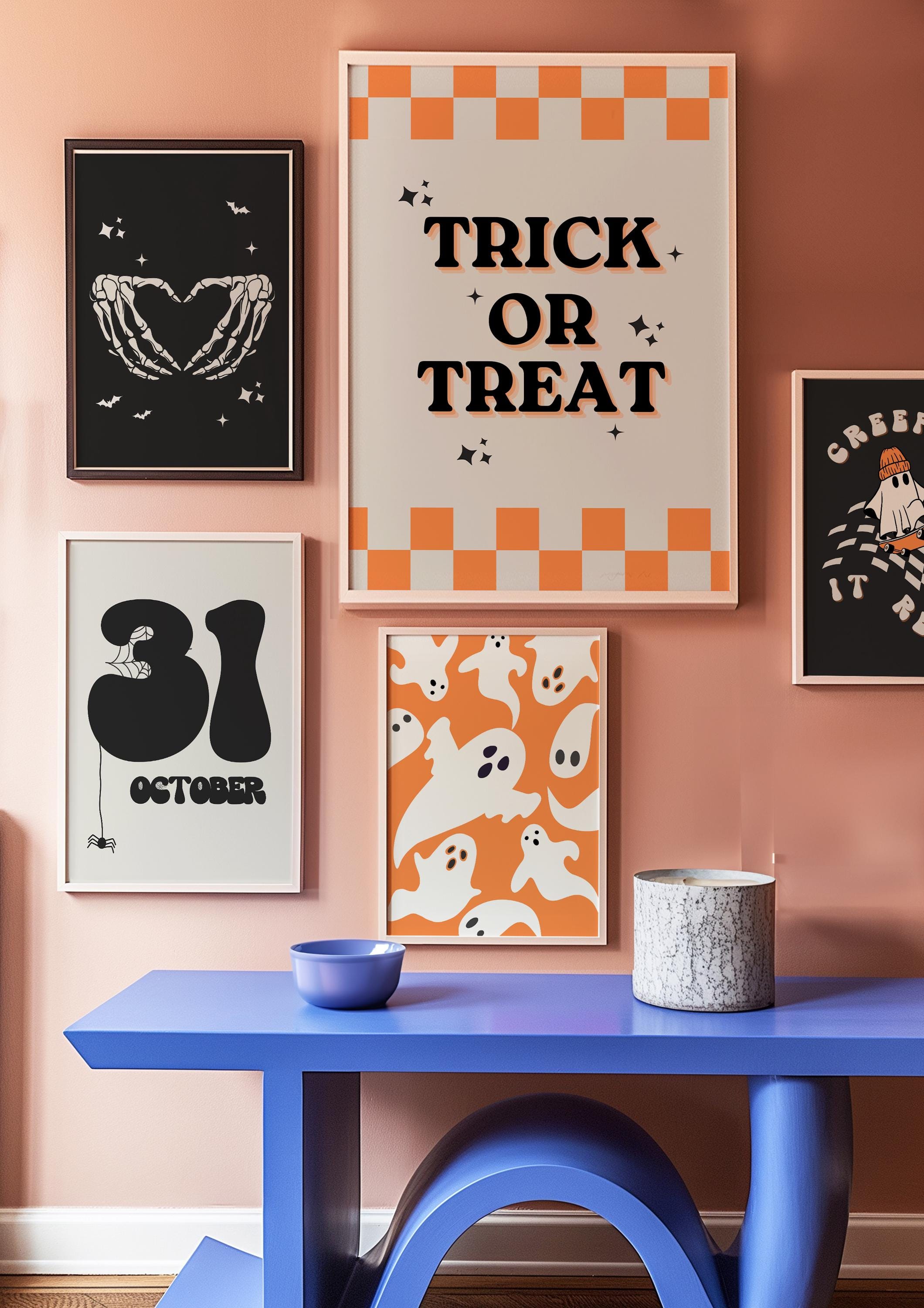 Halloween Digital Art Print Set of 9 Spooky Poster Fun Halloween Saying ...