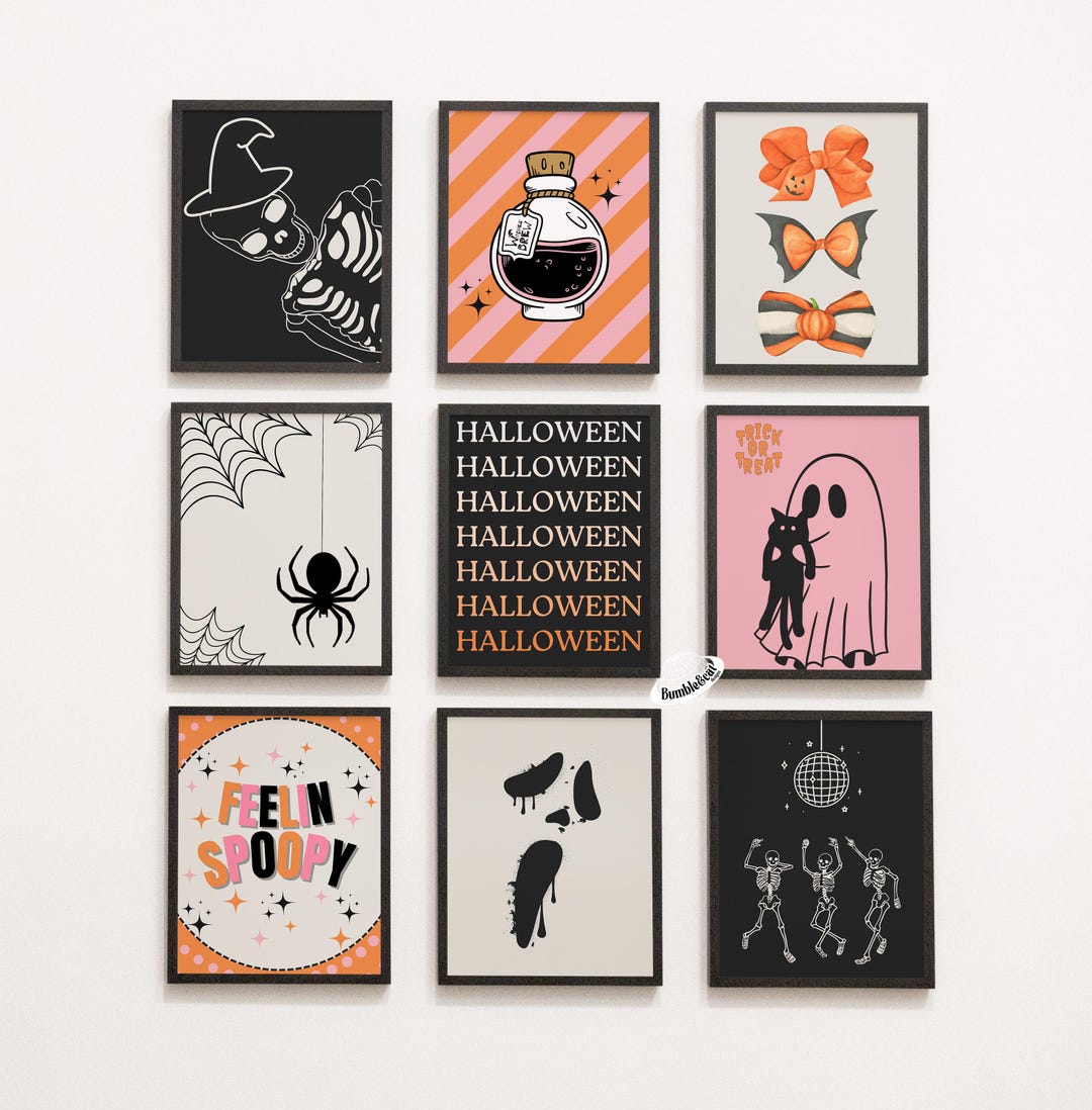 Spooky Halloween Art Print Set, Festive Home Decor (digital Download ...