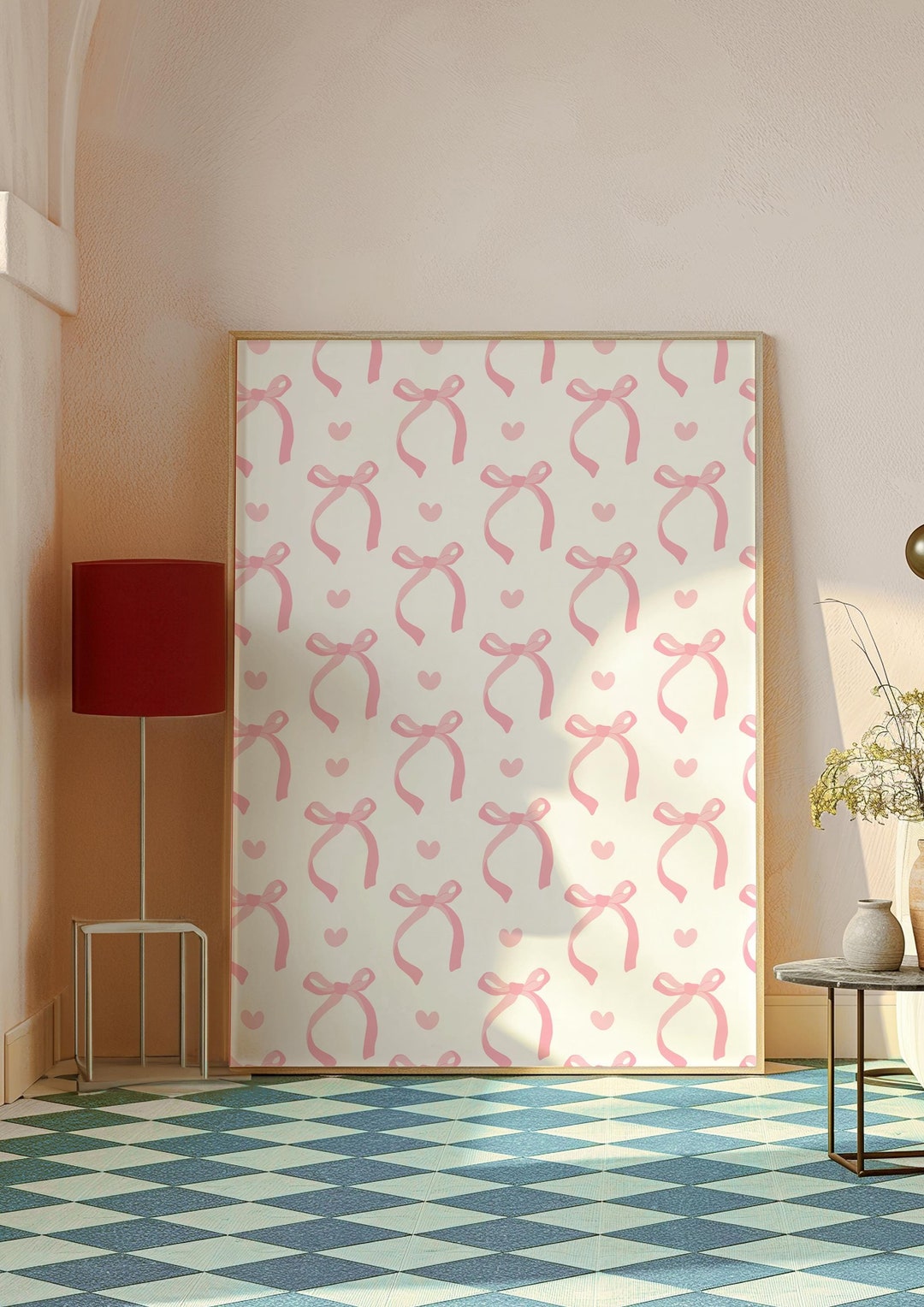 Tiny Pink Bows Digital Art Print Pattern Poster Cute Bow Saying Print ...