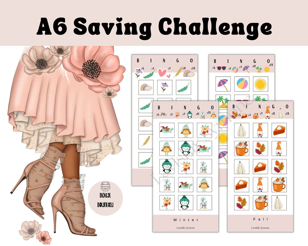 Four Seasons Saving Challenge Bundle, Spring, Summer, Fall, Winter ...