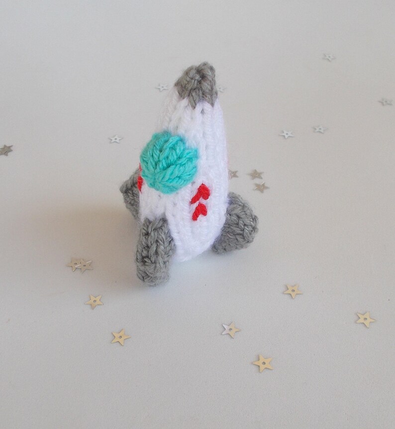 Miniature Rocket Ship Knitted Soft Toy - Stuffed Rocket - Kids Room ...