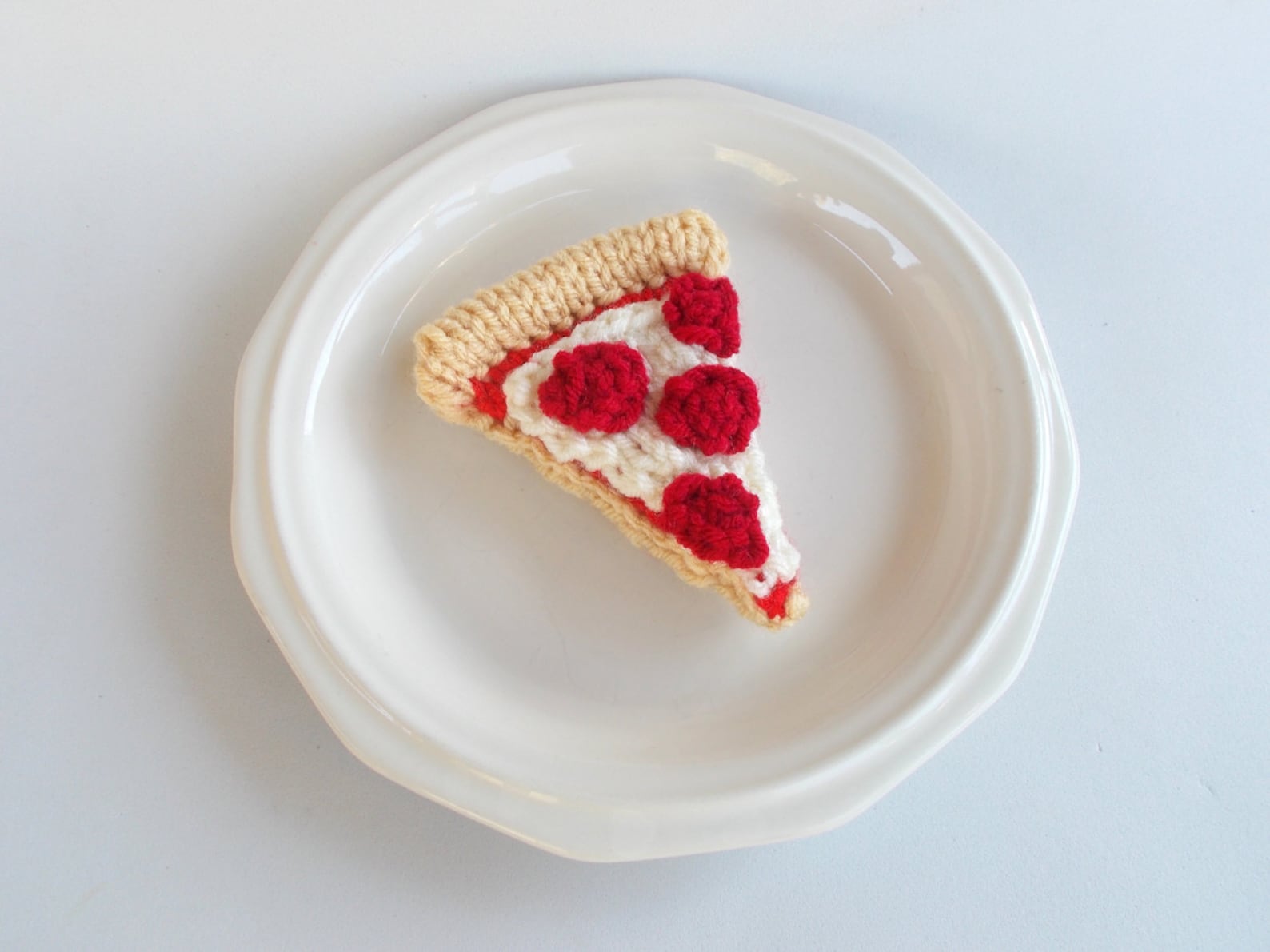 Mini Pizza Slice Knitted Stuffed Toy - Pizza Ornament - Play Food ...