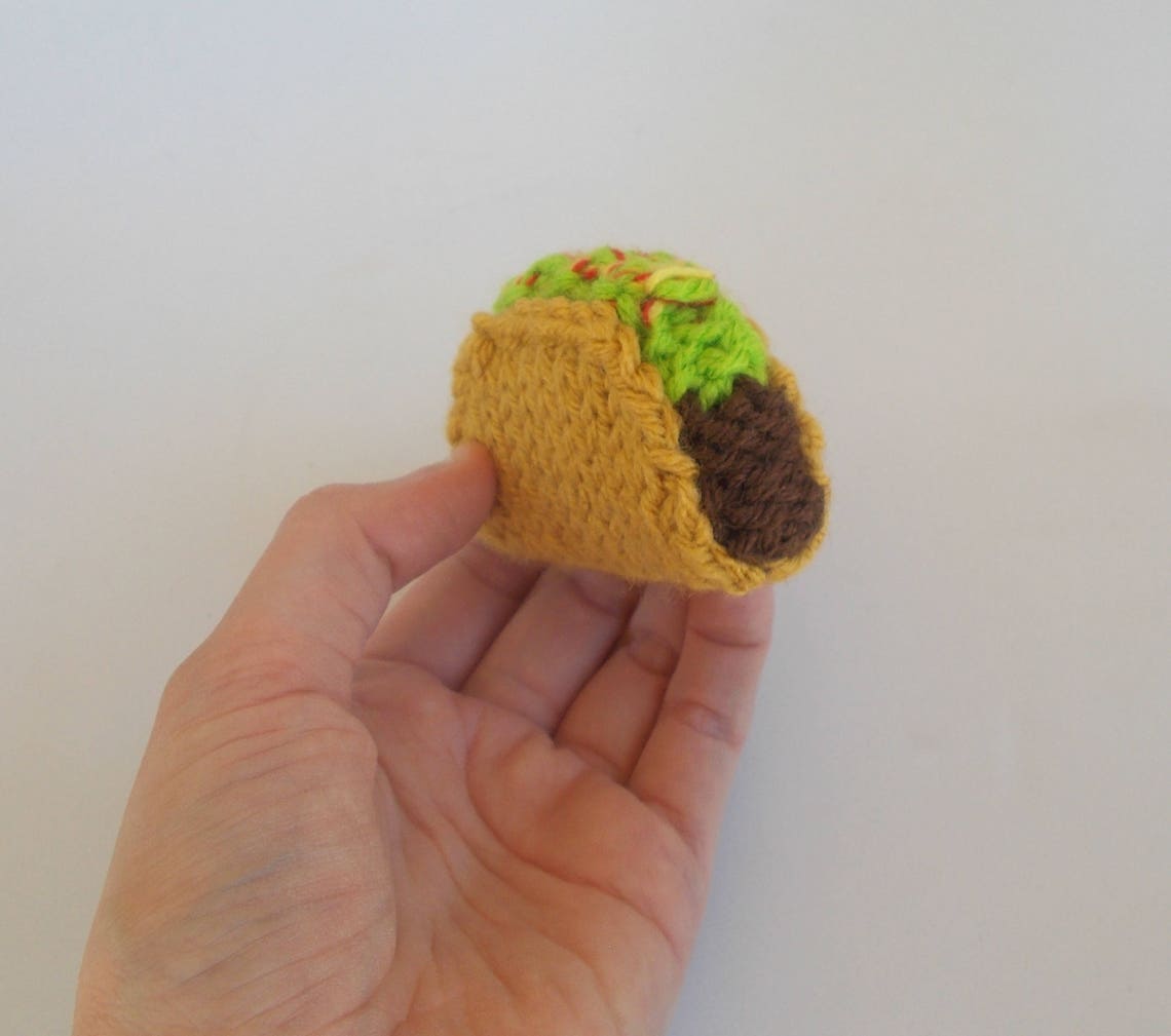 Miniature Taco Knitted Soft Ornament Mexican Decoration | Etsy