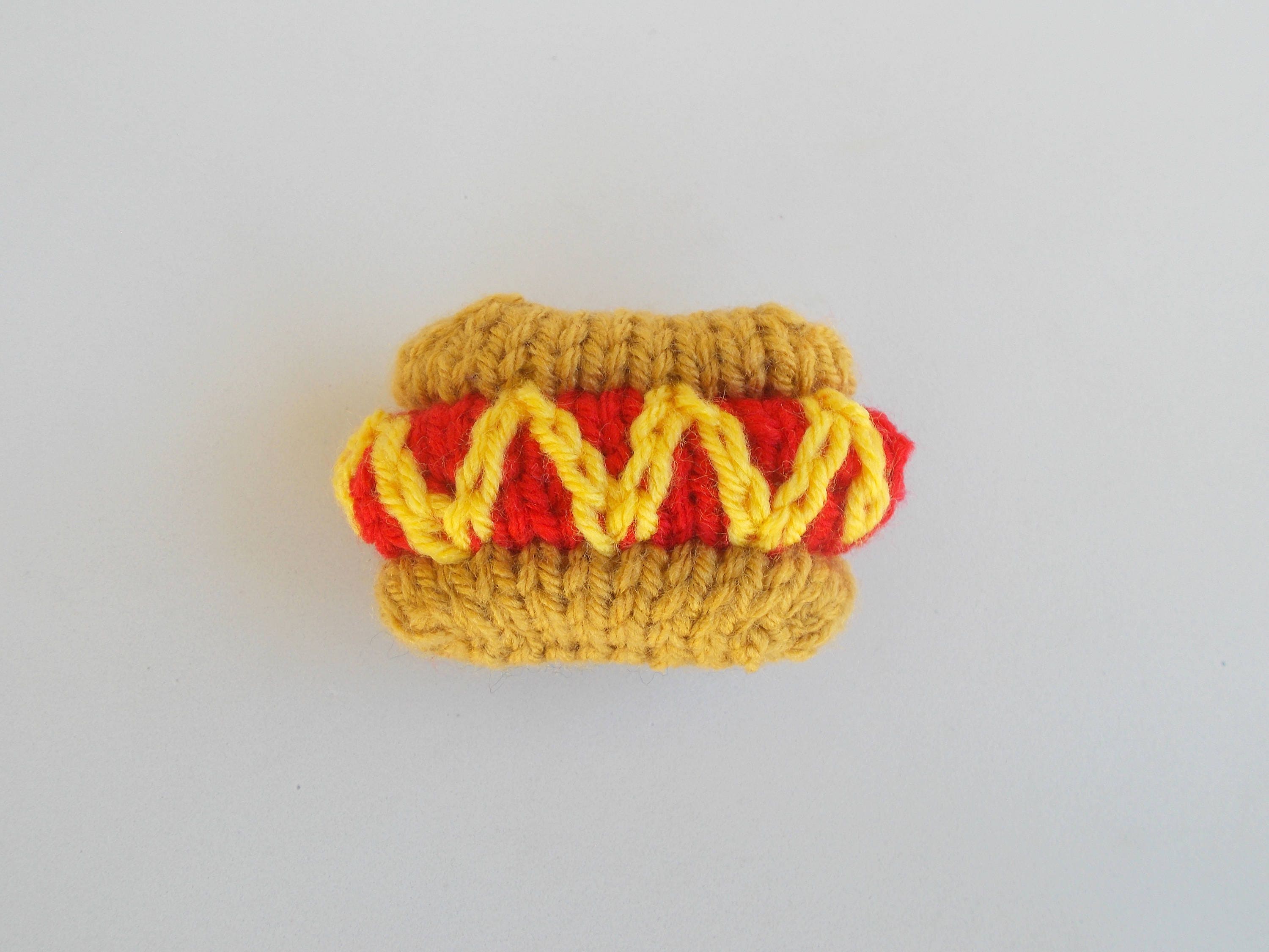 Mini Hot Dog Knitted Stuffed Ornament Kids Room Decor Food - Etsy