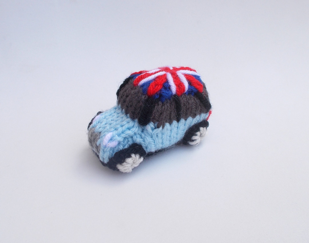 Mini Cooper Knitted Stuffed Ornament Union Jack Roof - Vehicle Ornament ...