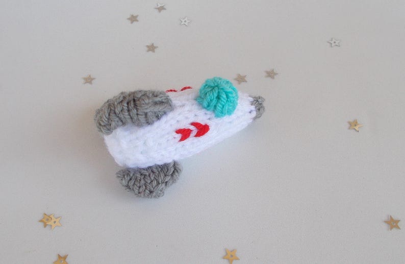 Miniature Rocket Ship Knitted Soft Toy - Stuffed Rocket - Kids Room ...