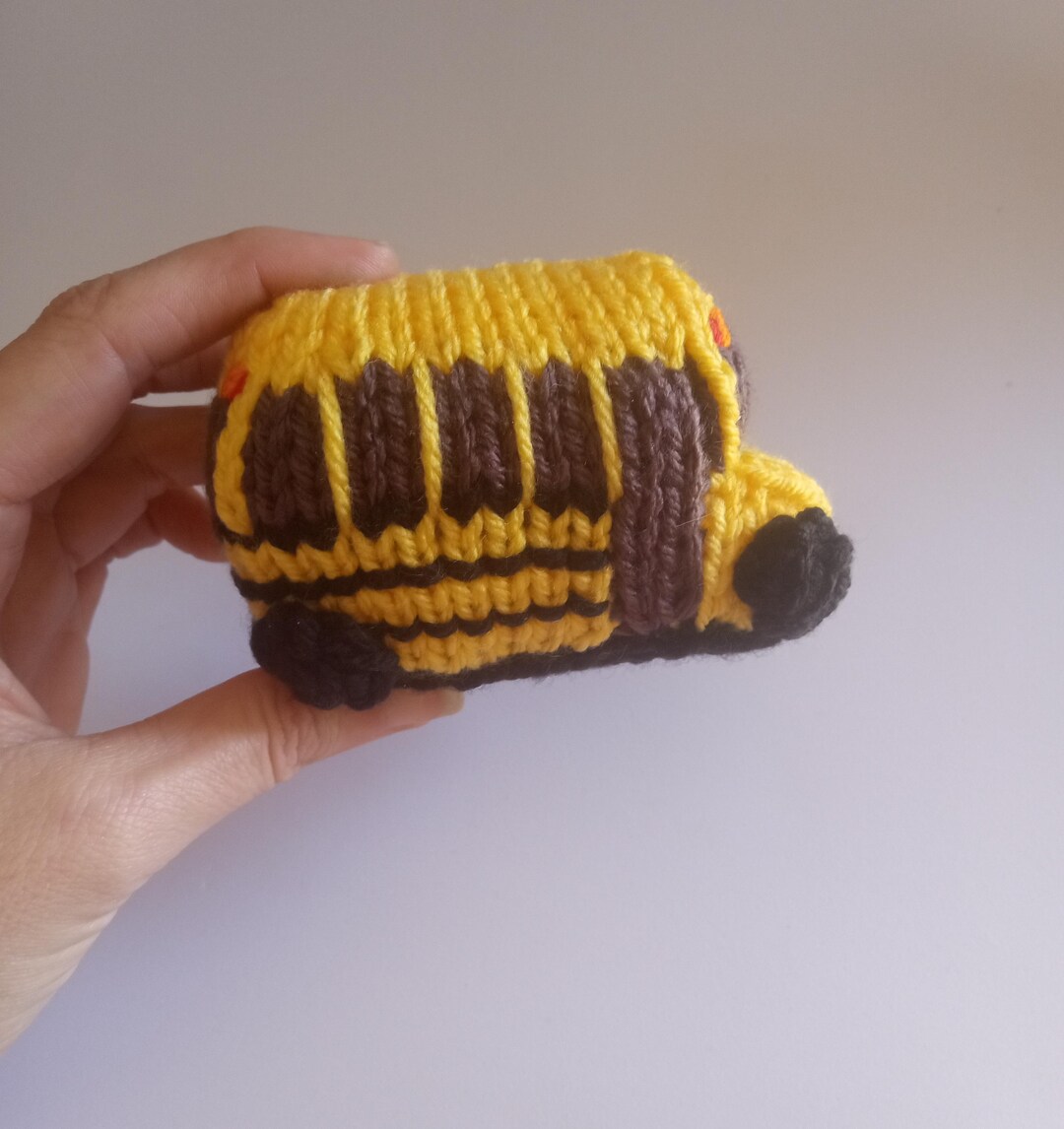 Mini School Bus Knitted Stuffed Ornament - Vehicle Decor - Etsy