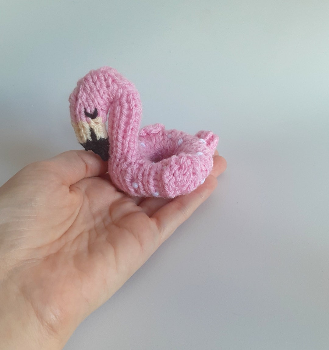 Mini Flamingo Pool Float Knitted Soft Ornament - Summer Ornament - Bird ...