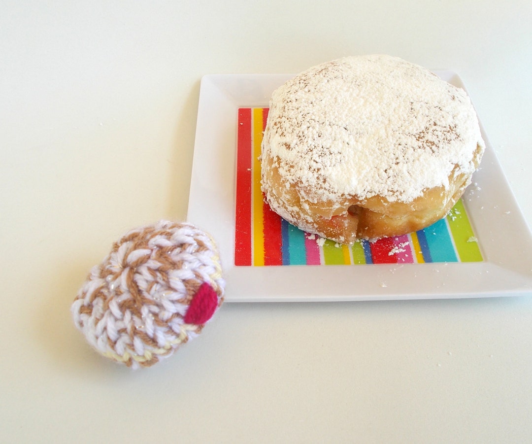 Mini Jelly Donut Knitted Stuffed Ornament - Kids Room Decor - Play Food ...