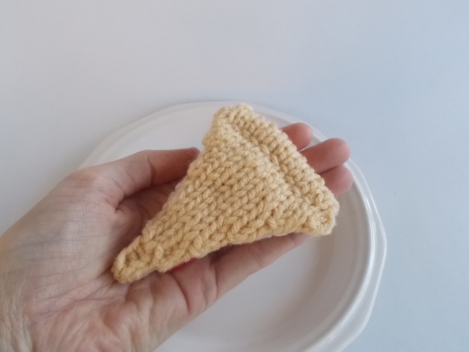 Mini Pizza Slice Knitted Stuffed Toy - Pizza Ornament - Play Food ...