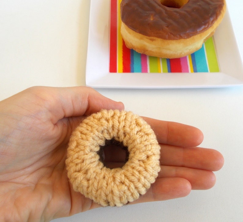 Mini Chocolate Donut Knitted Stuffed Ornament - Kids Room Decor - Play ...