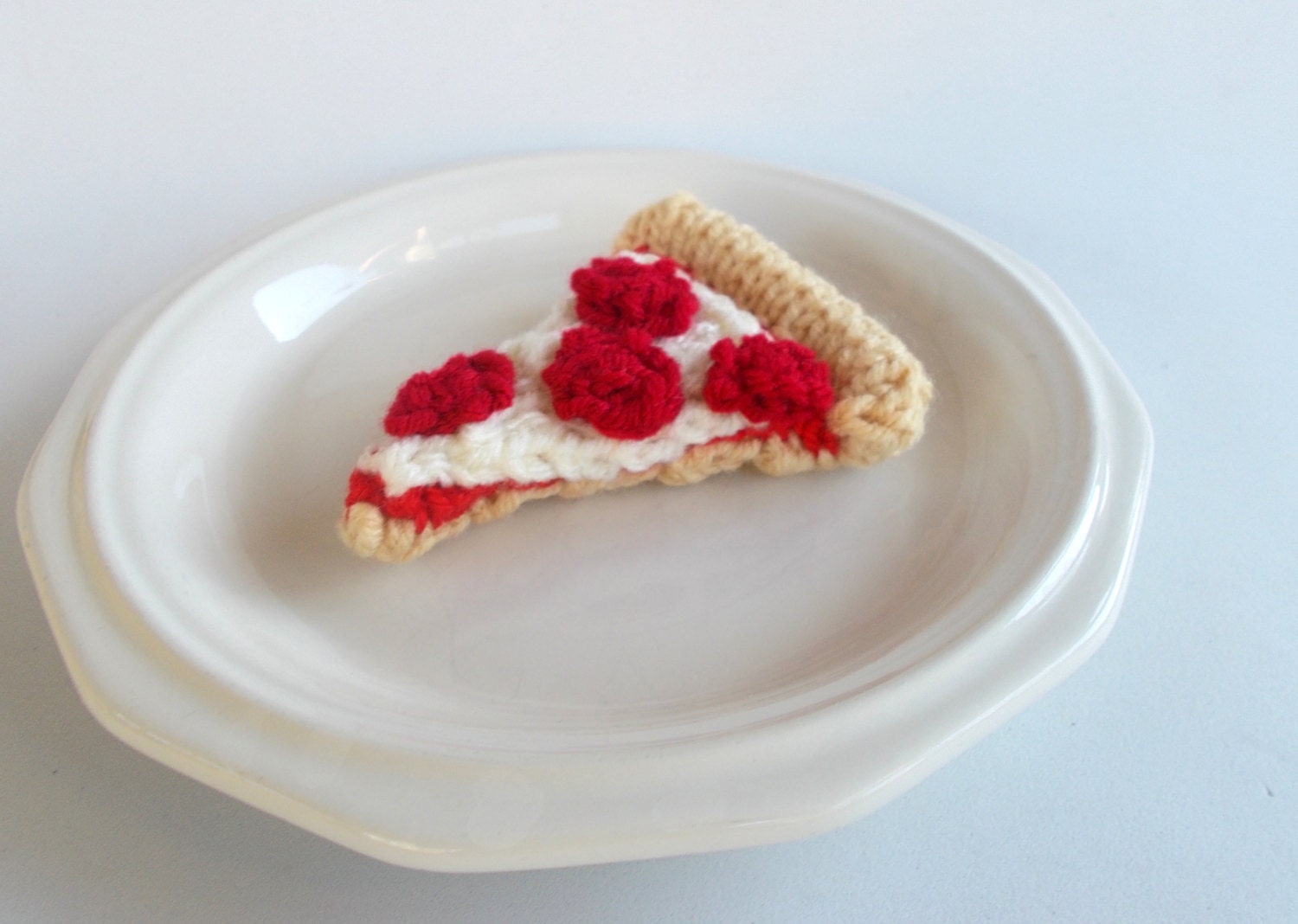 Mini Pizza Slice Knitted Stuffed Toy - Pizza Ornament - Play Food ...