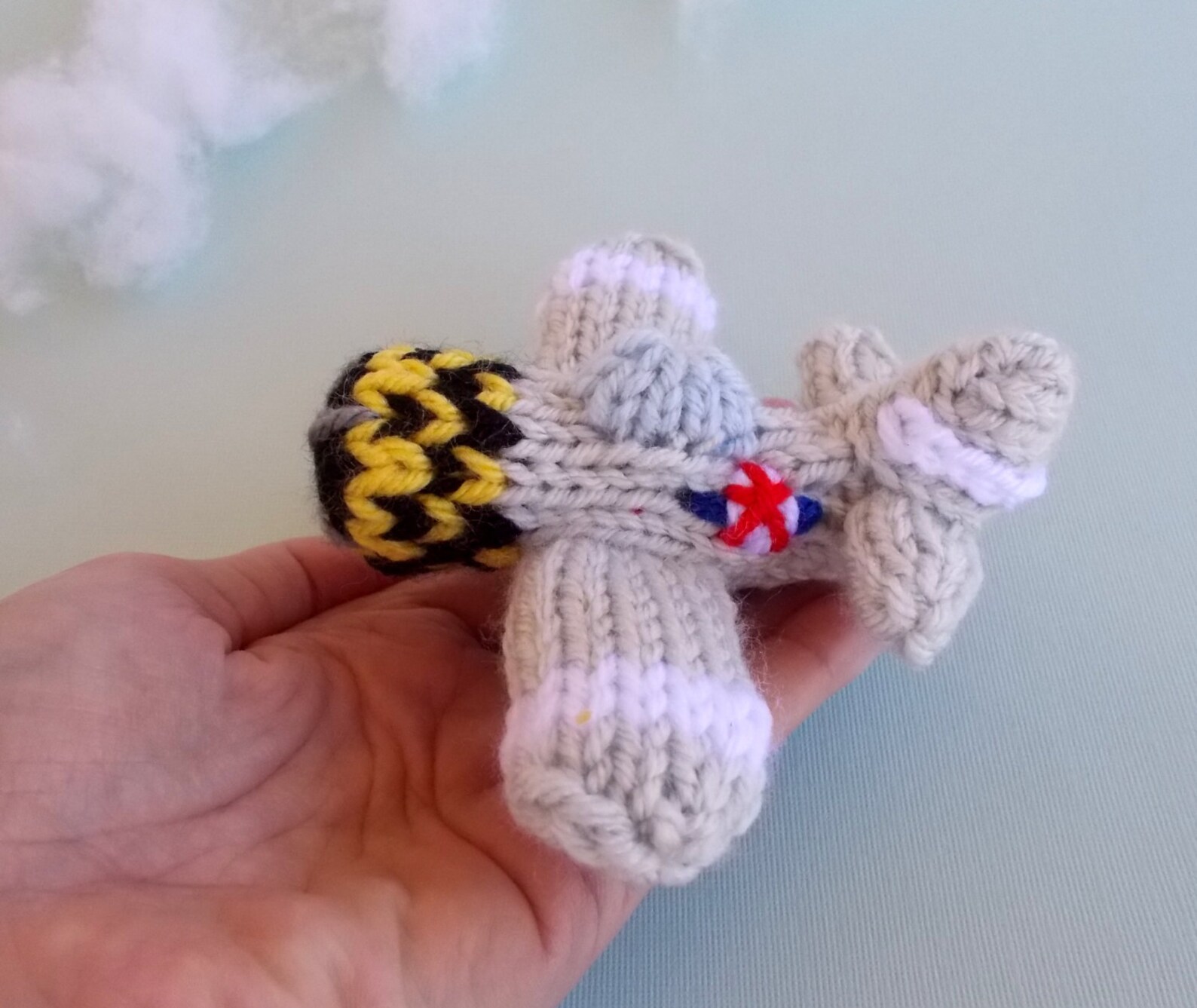Miniature Retro Fighter Aircraft Knitted Soft Toy - Airplane Ornament ...