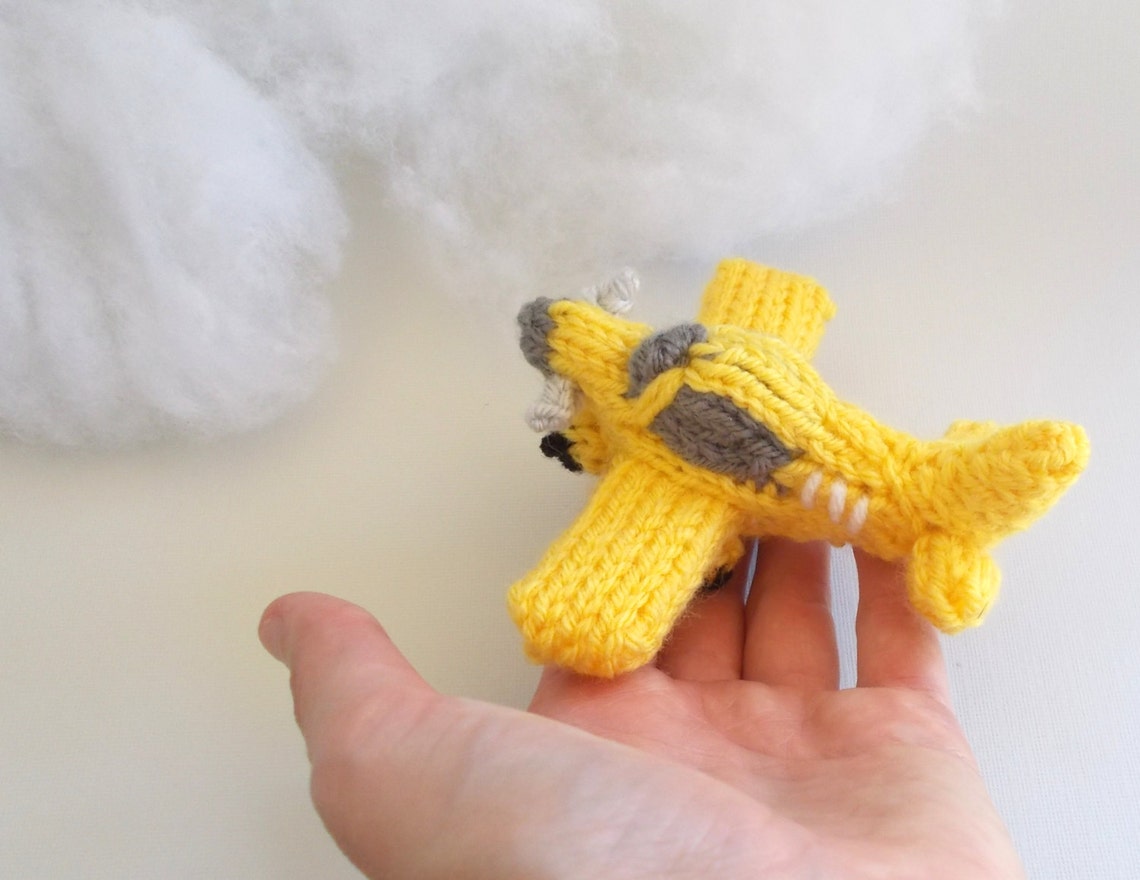 Miniature Single Engine Airplane Knitted Soft Toy - Airplane Ornament ...