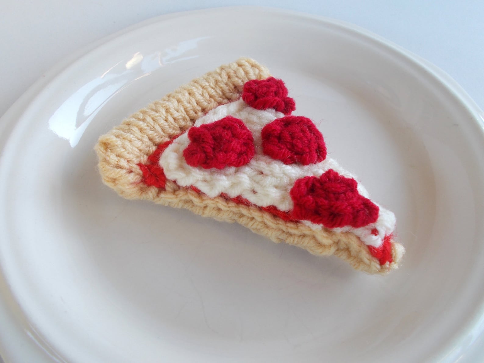 Mini Pizza Slice Knitted Stuffed Toy - Pizza Ornament - Play Food ...