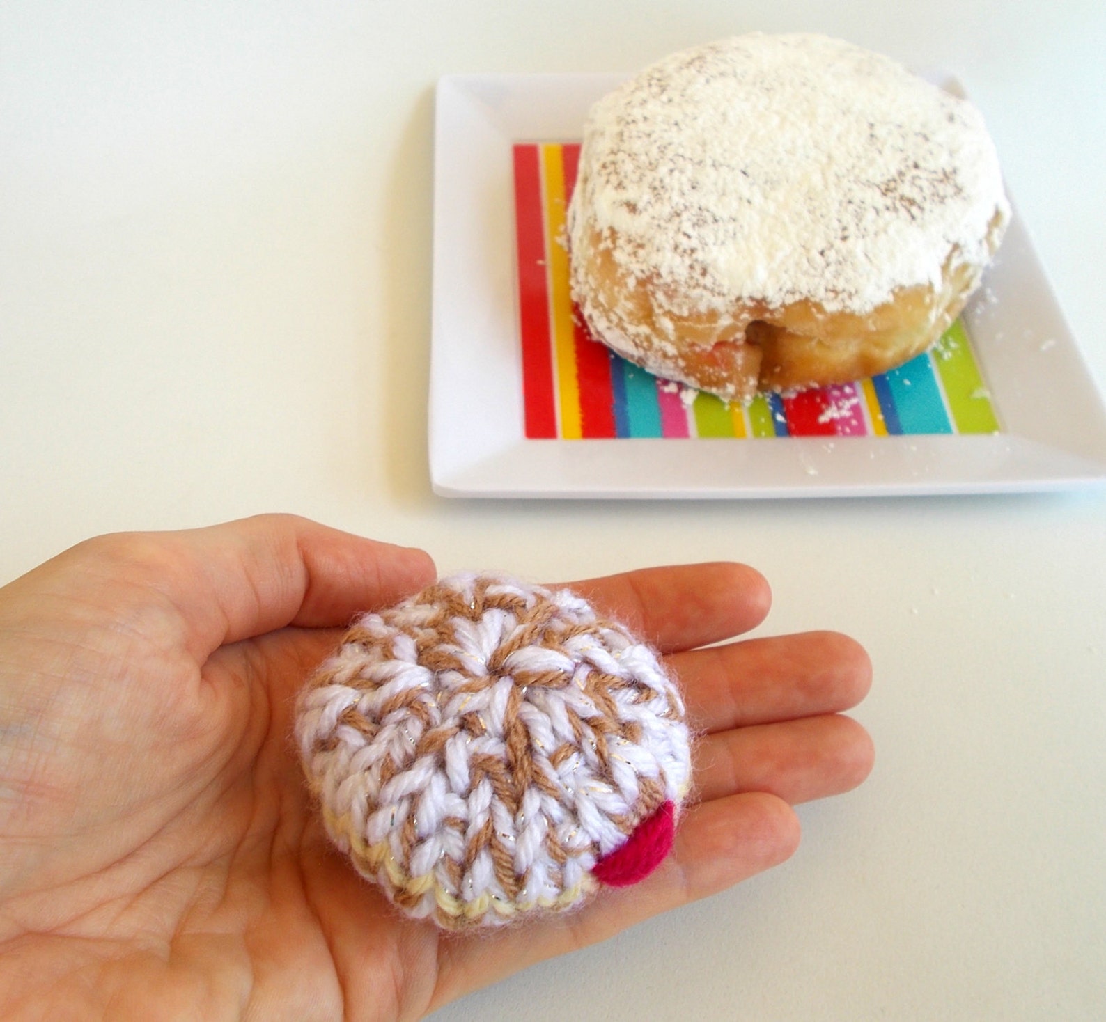 Mini Jelly Donut Knitted Stuffed Ornament Kids Room Decor - Etsy