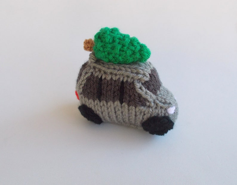 Mini Minivan With Christmas Tree Knitted Soft Toy - Van Ornament ...