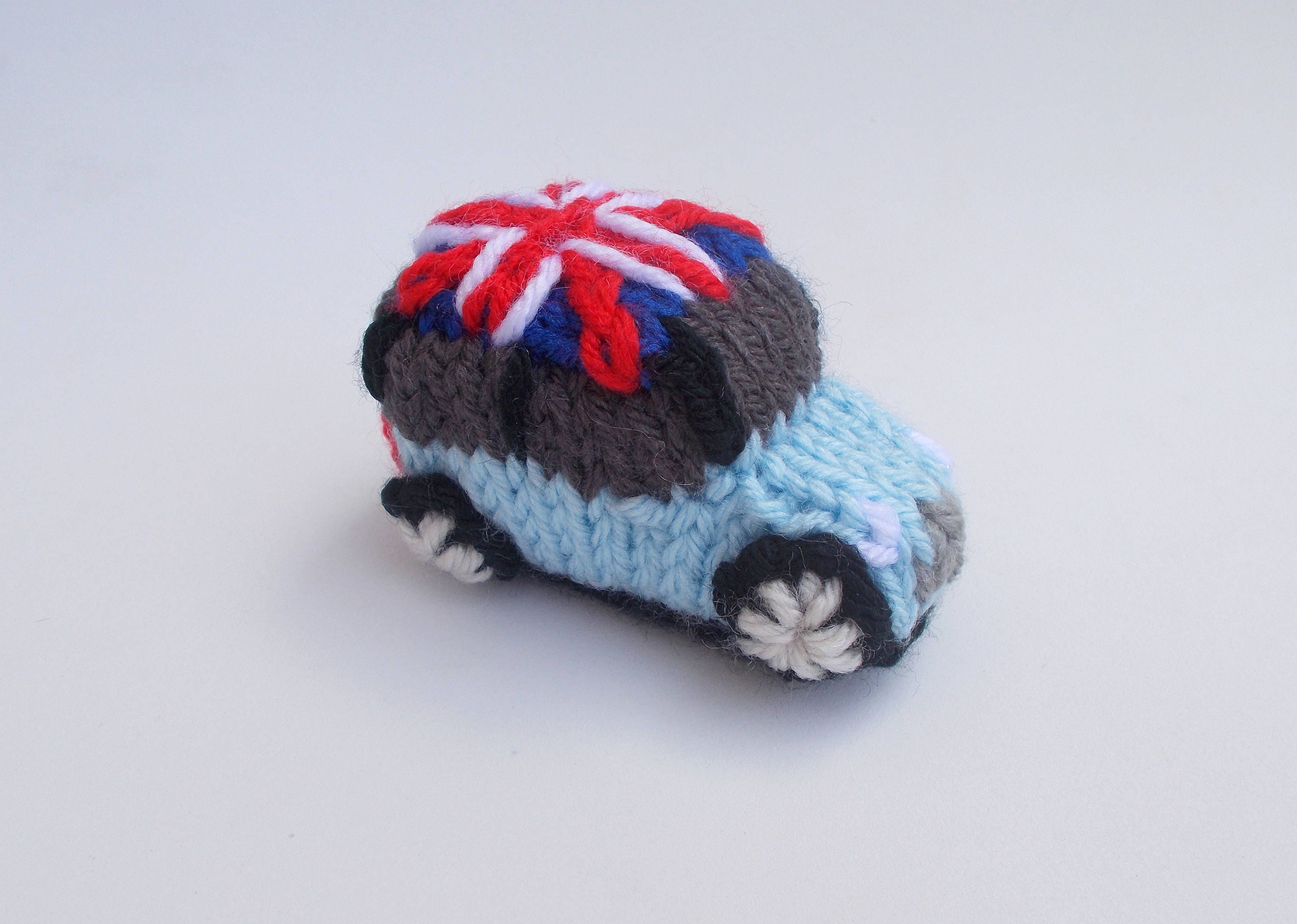 Mini Cooper Knitted Stuffed Ornament Union Jack Roof - Vehicle Ornament ...