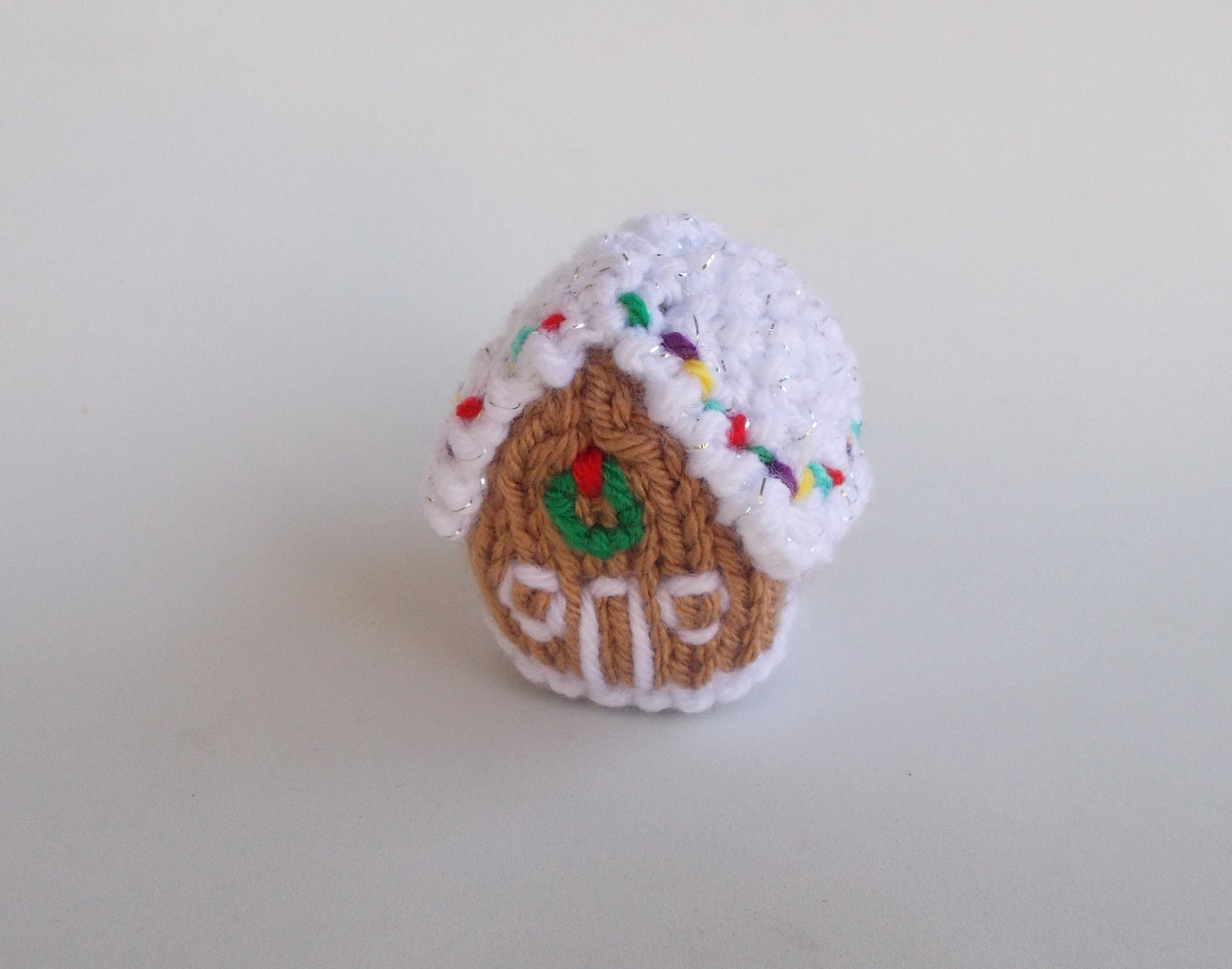 Mini Gingerbread House Knitted Stuffed Ornament - Baking Ornament ...