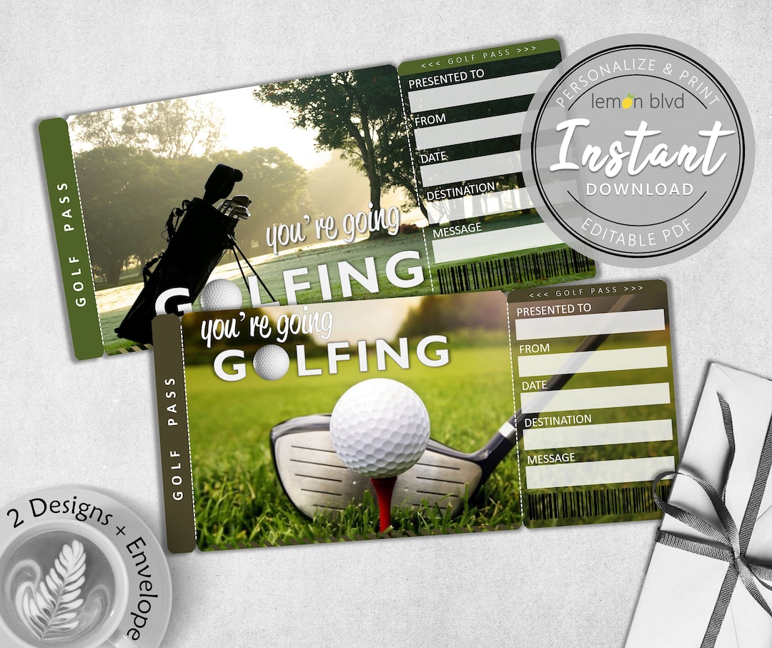 Surprise Golf Trip Tickets | Golf Ticket Download | Editable Text ...