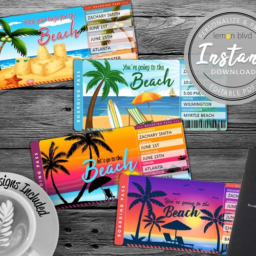Surprise Trip Ticket to Paradise Tropical Vacation Tickets - Etsy